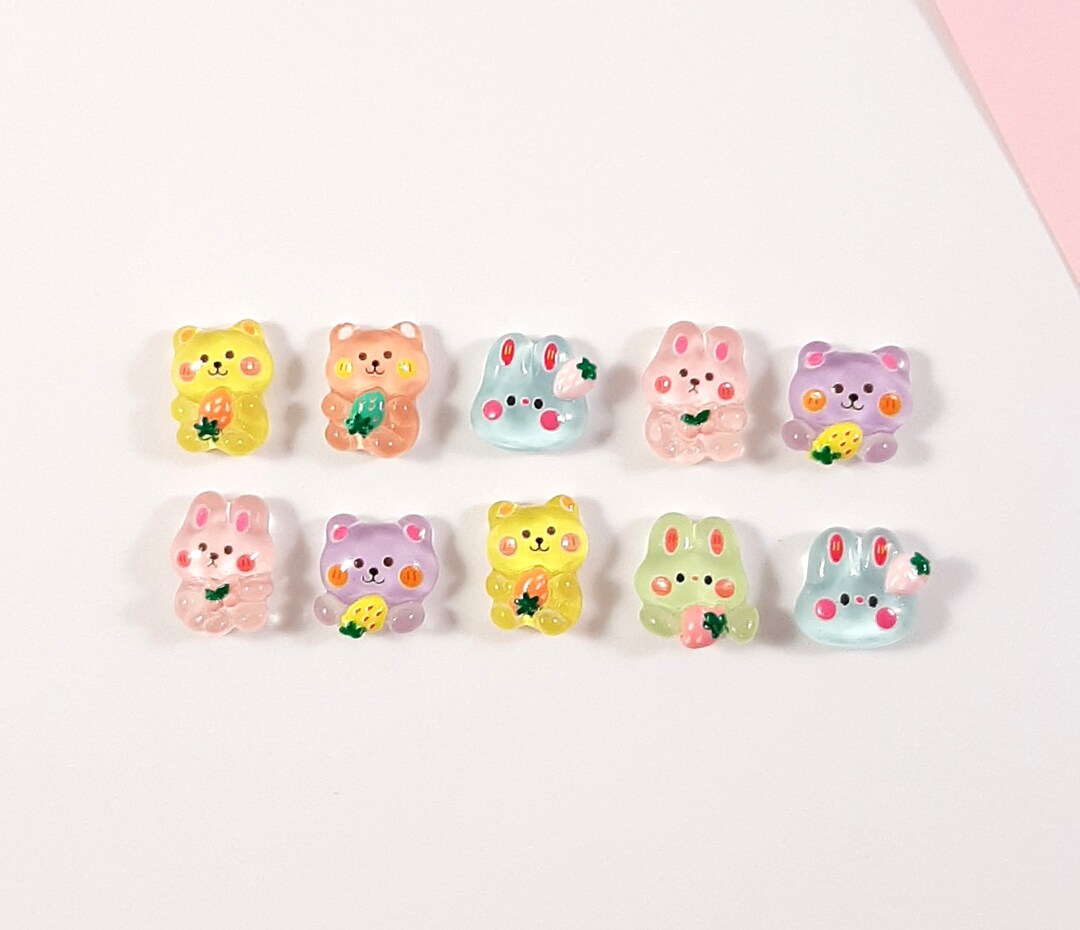 Mini Kawaii Animal Cabochons, Cute Rabbit Cabochons, Cute Bear ...
