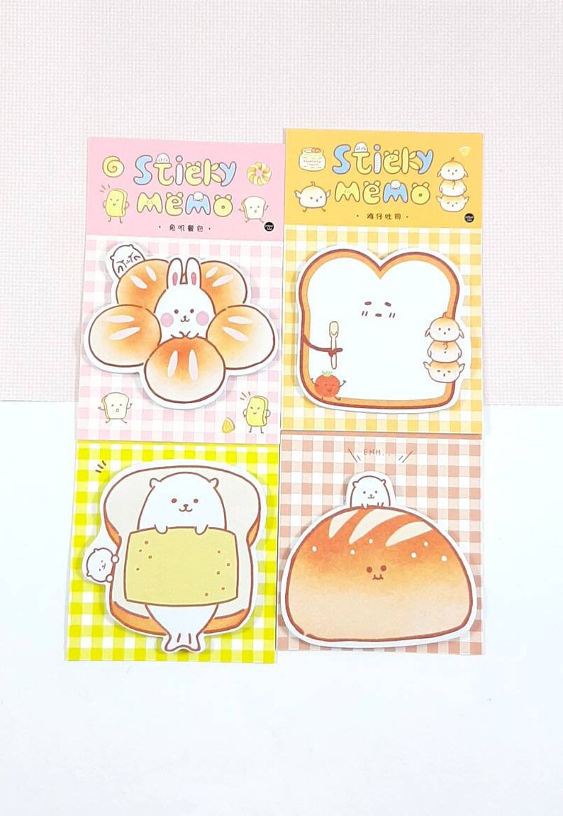 Kawaii Bread Sticky Notes Cute Sticky Notes | Etsy