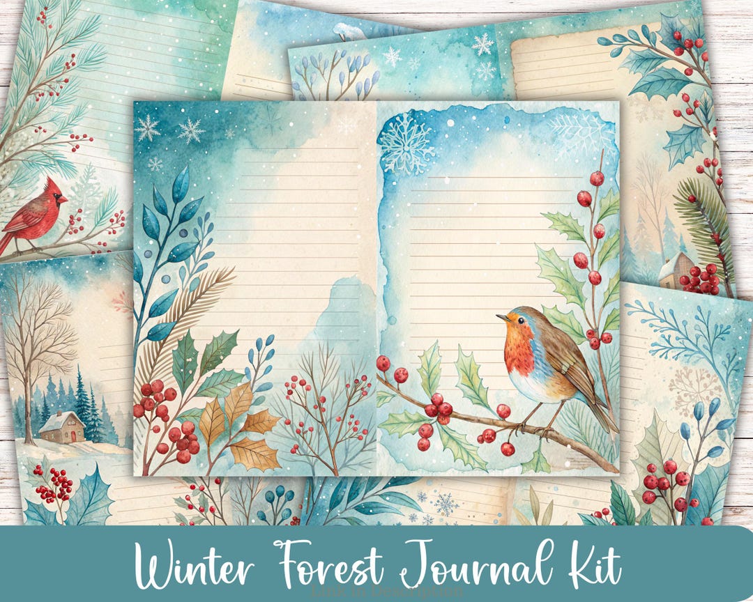 Printable Winter Forest Journal Kit, Winter Ephemera for Journaling and ...