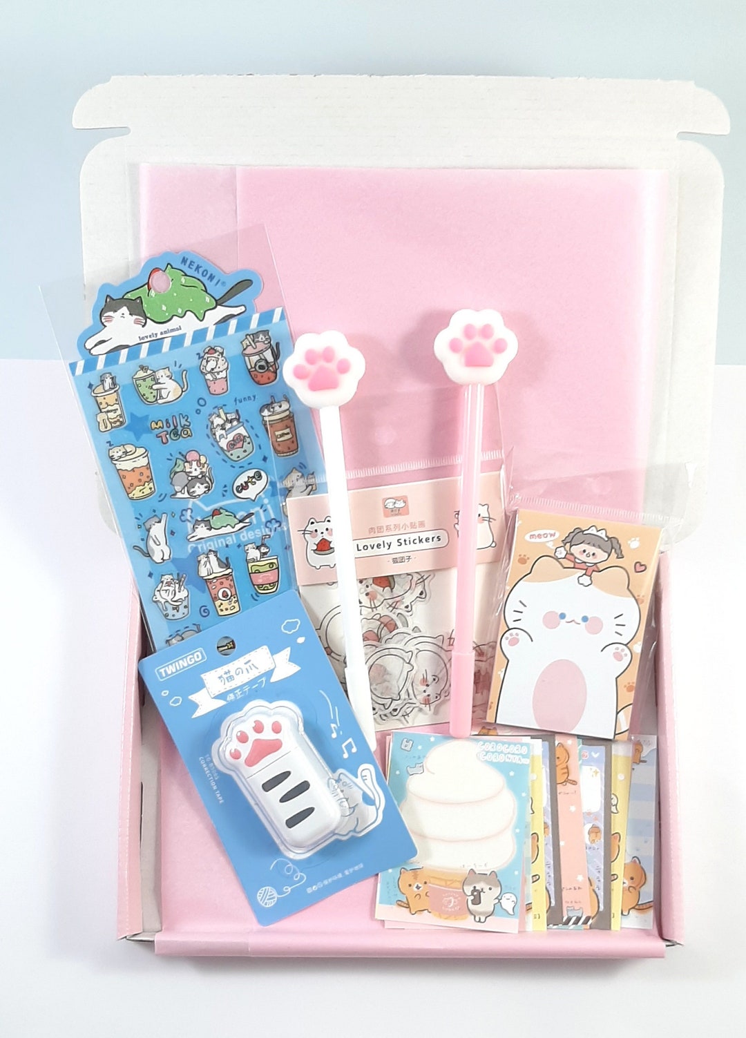 Kawaii Cat Stationery Gift Set Cute Cat Stationery Box - Etsy