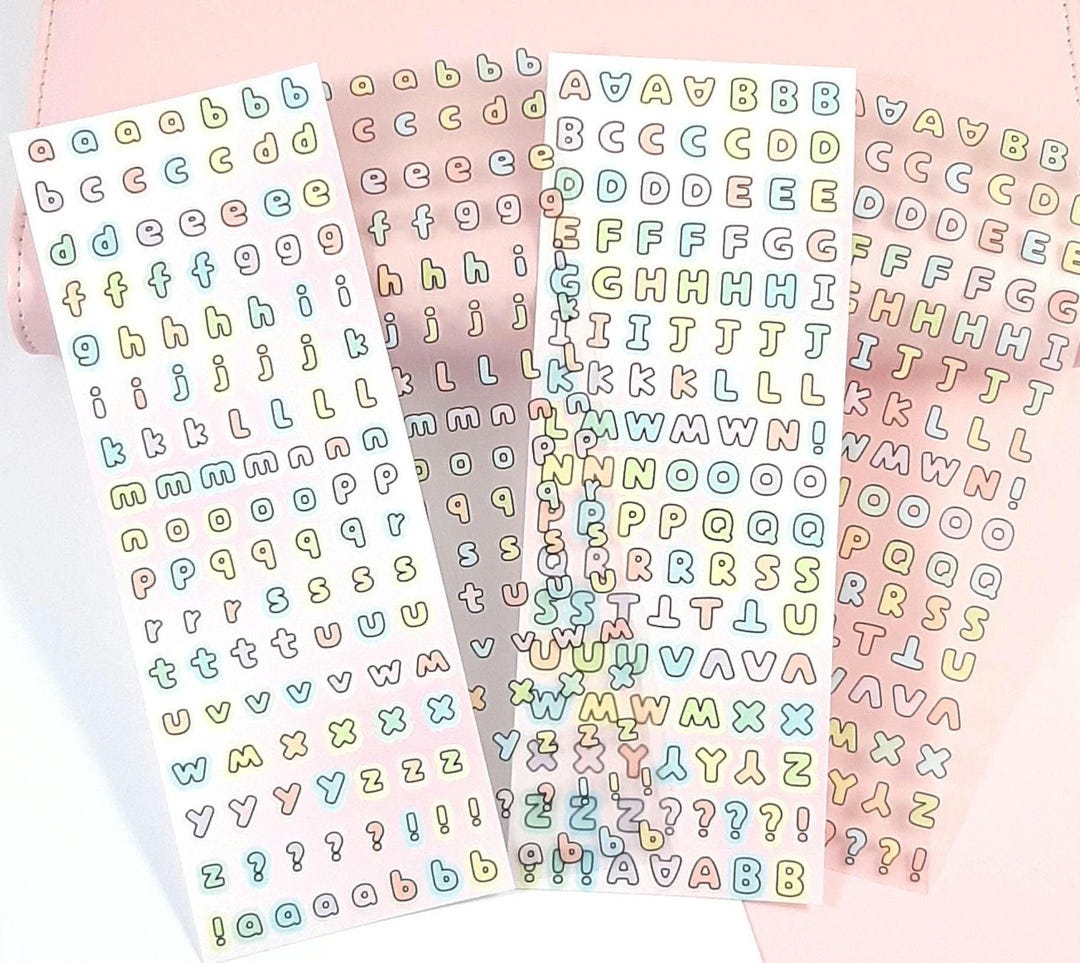 Pastel Letter Sticker Sheets, Pastel Alphabet Stickers, Bubble Letters ...