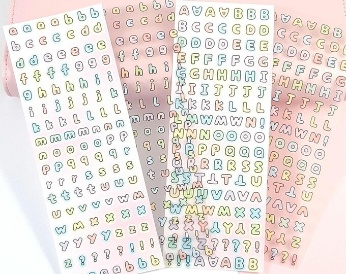 Pastel Letter Sticker Sheets, Pastel Alphabet Stickers, Bubble Letters ...