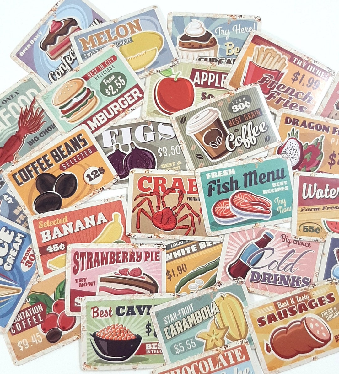 Vintage Grocery Label Sticker Set, Retro Food Stickers, Journal and ...