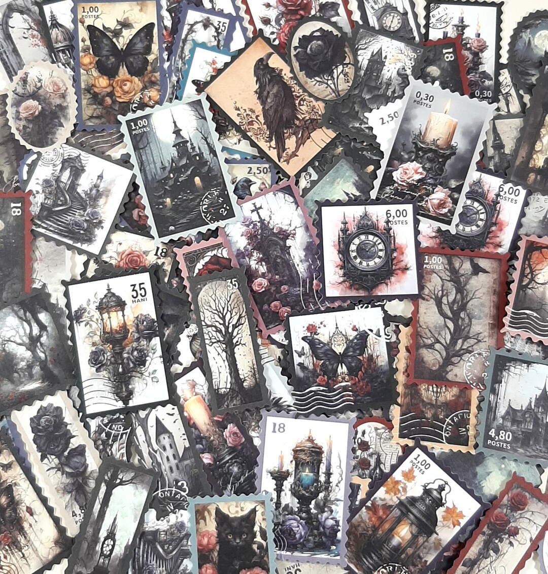 Gothic Stamp Stickers Grab Bag, Gothic Stickers, Gothic Victorian Style ...