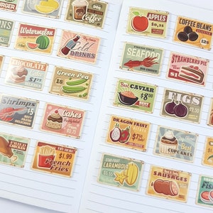 Vintage Grocery Label Sticker Set, Retro Food Stickers, Journal and ...