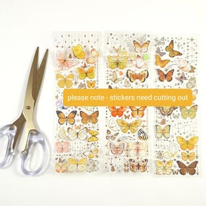 Yellow Butterfly Sticker Sheets, Gold Embossed Butterfly Stickers ...