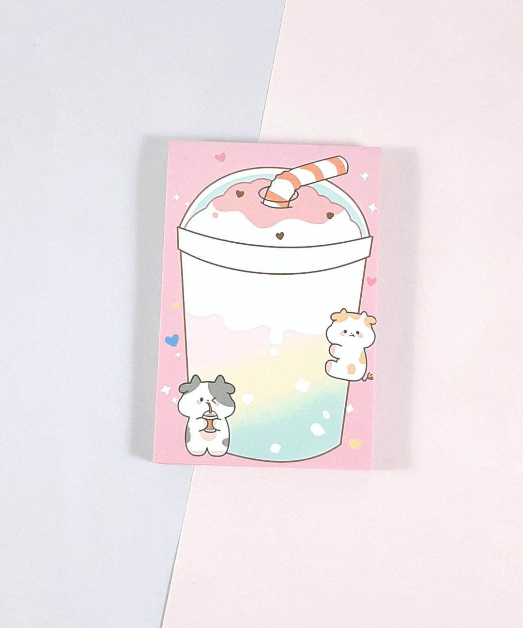 Strawberry Milkshake Sticky Notes Cute Memo Pad Kawaii - Etsy