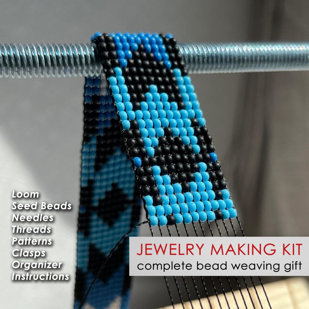 All It Once Beginner Bead Weaving Kit With Loom, DIY Bracelet & Hat ...