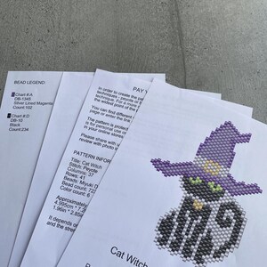 Black Cat Witch Halloween Brick Stitch Kit for Creating Bead Miniature ...