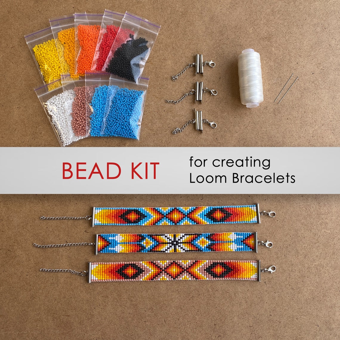 Feathers Bead Kit for creating 3 Loom Bracelets Jewelry | Etsy