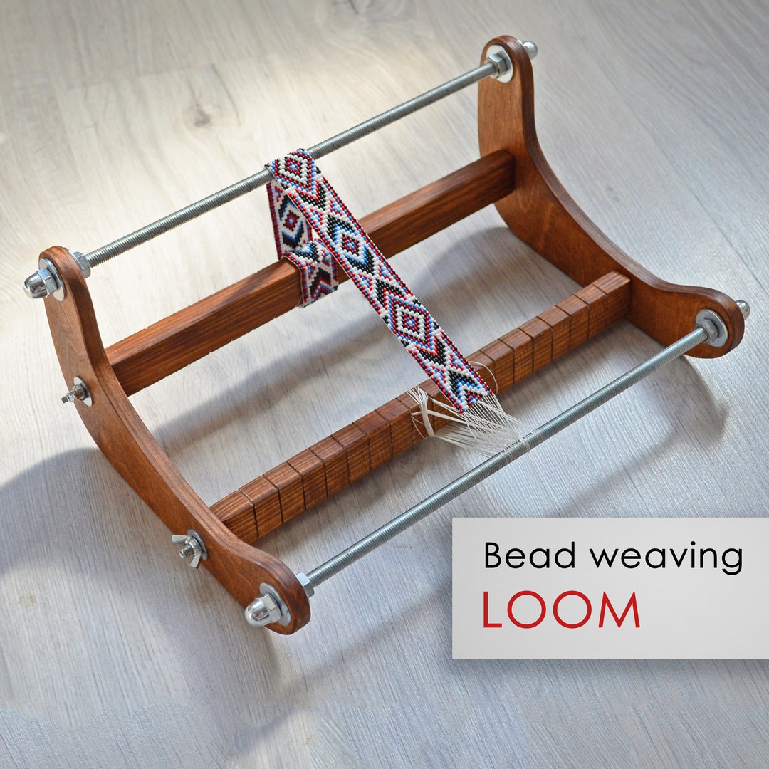 Dark Wooden Loom for LONG Beadwork Weaving - for Loomed Stitch Wide Hat ...