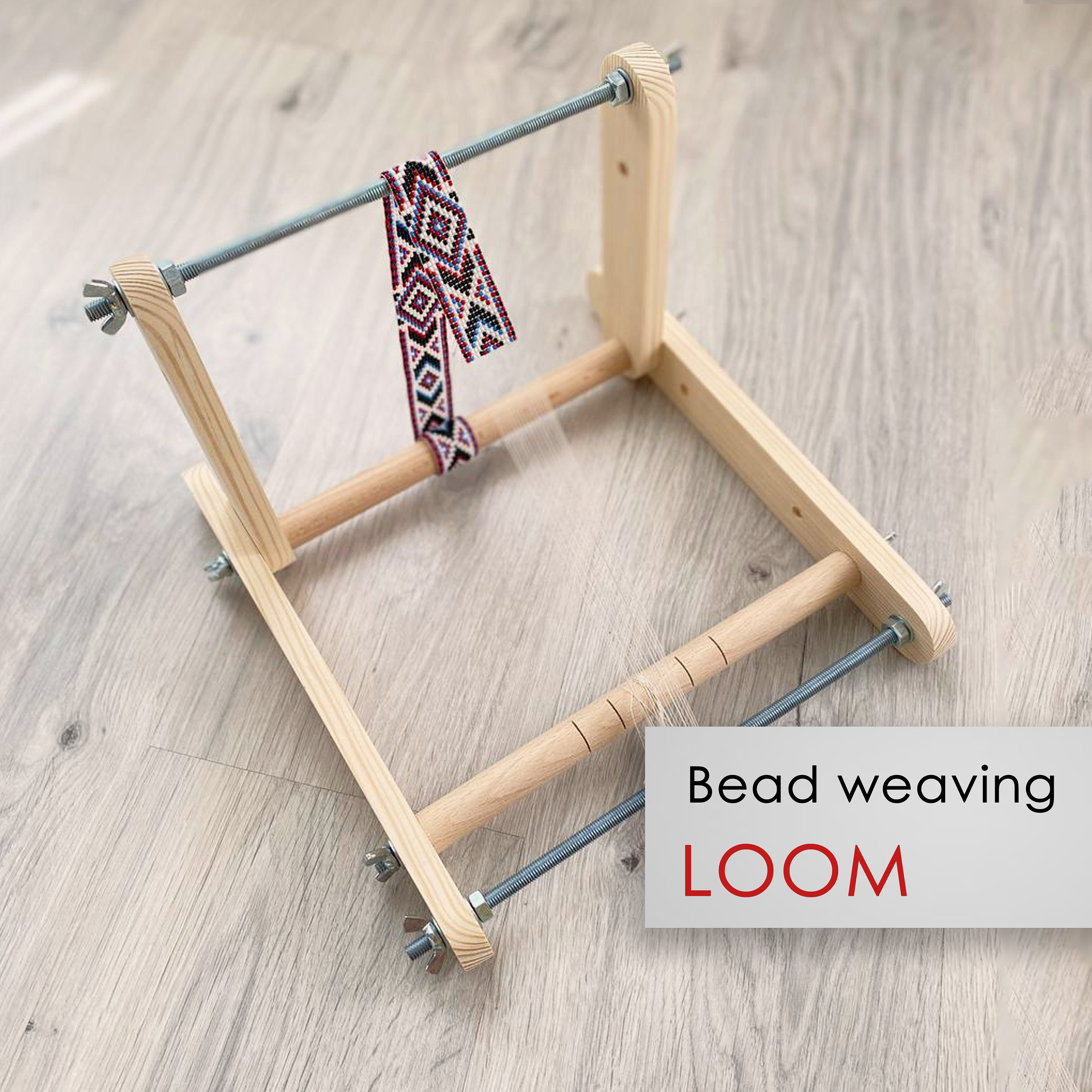 Upright Wooden Loom for LONG Beadwork Weaving for Loomed Stitch Hat ...