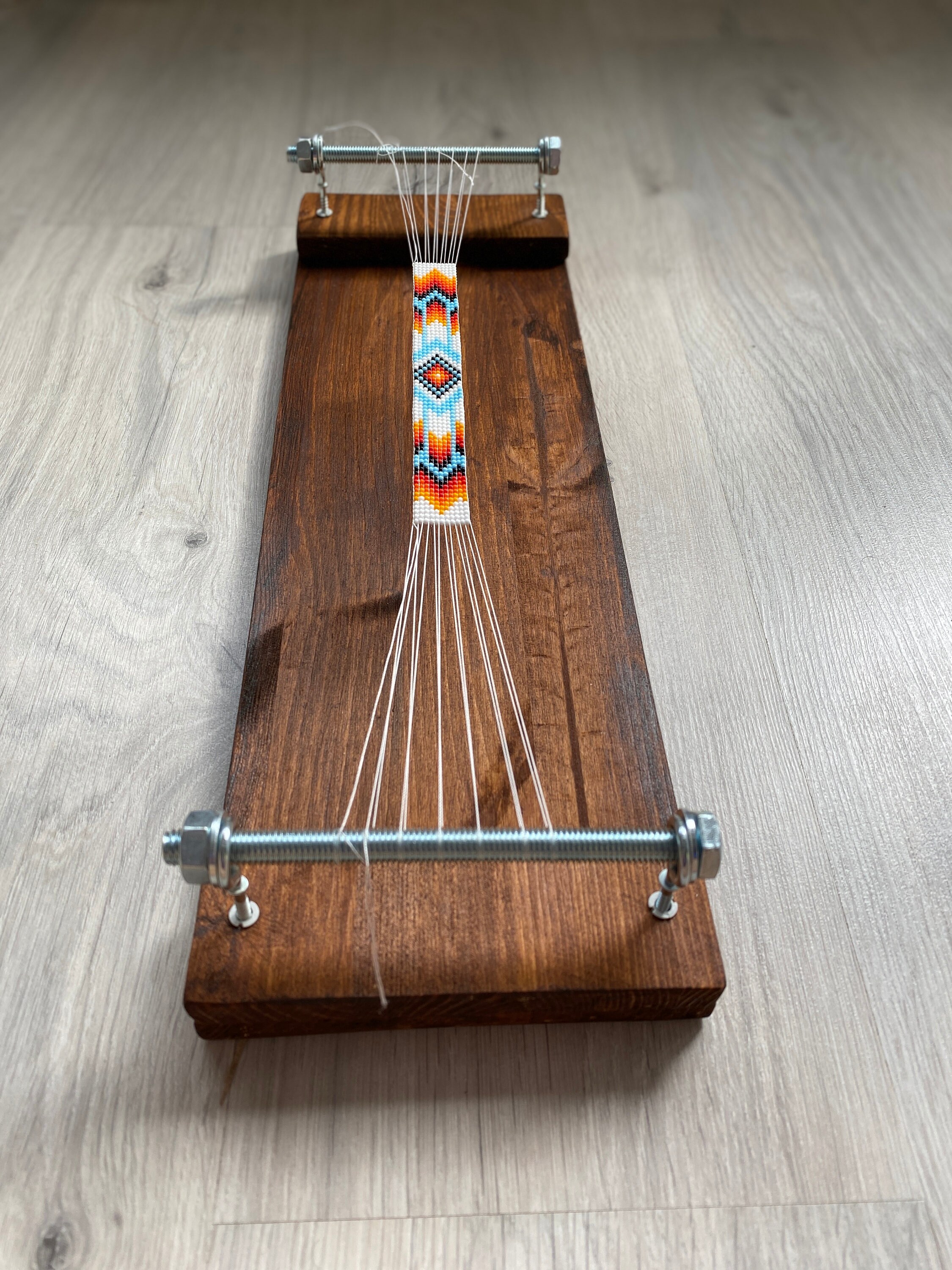 Dark Wooden Loom for seed bead weaving For loomed stitch | Etsy