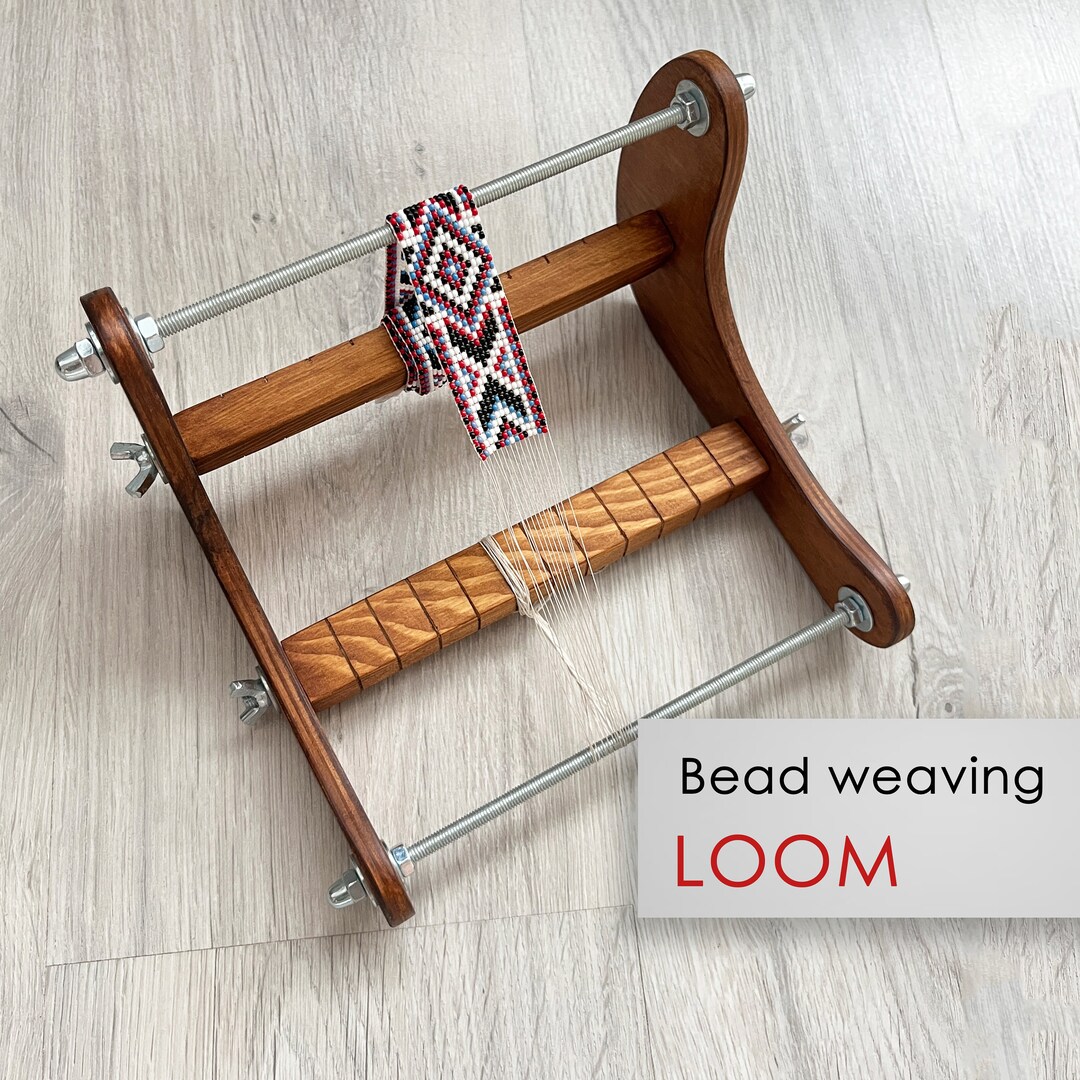 Mini Dark Wooden Loom for LONG Beadwork Weaving - for Loomed Stitch Hat ...