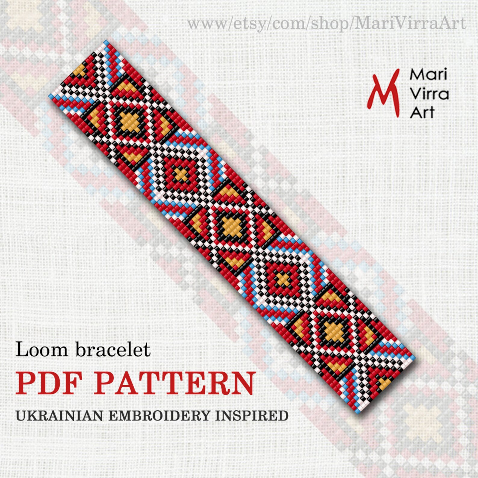 Ukrainian Triangle Loom Bead Pattern for Bracelet Embroidery - Etsy
