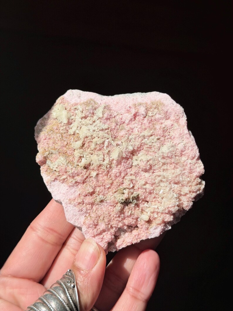 Rare Rhodochrosite Crystal Cluster: Bulgarian Quartz, Chalcopyrite ...