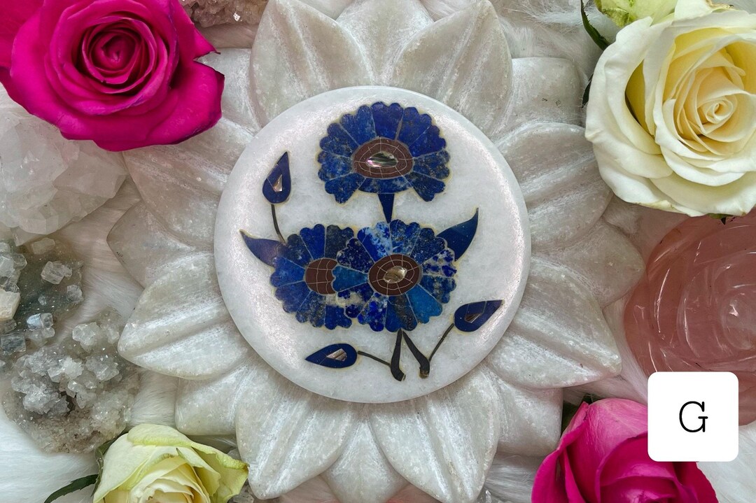Premium White Marble & Crystal Inlay Coasters / Crystal Inlay Coaster ...