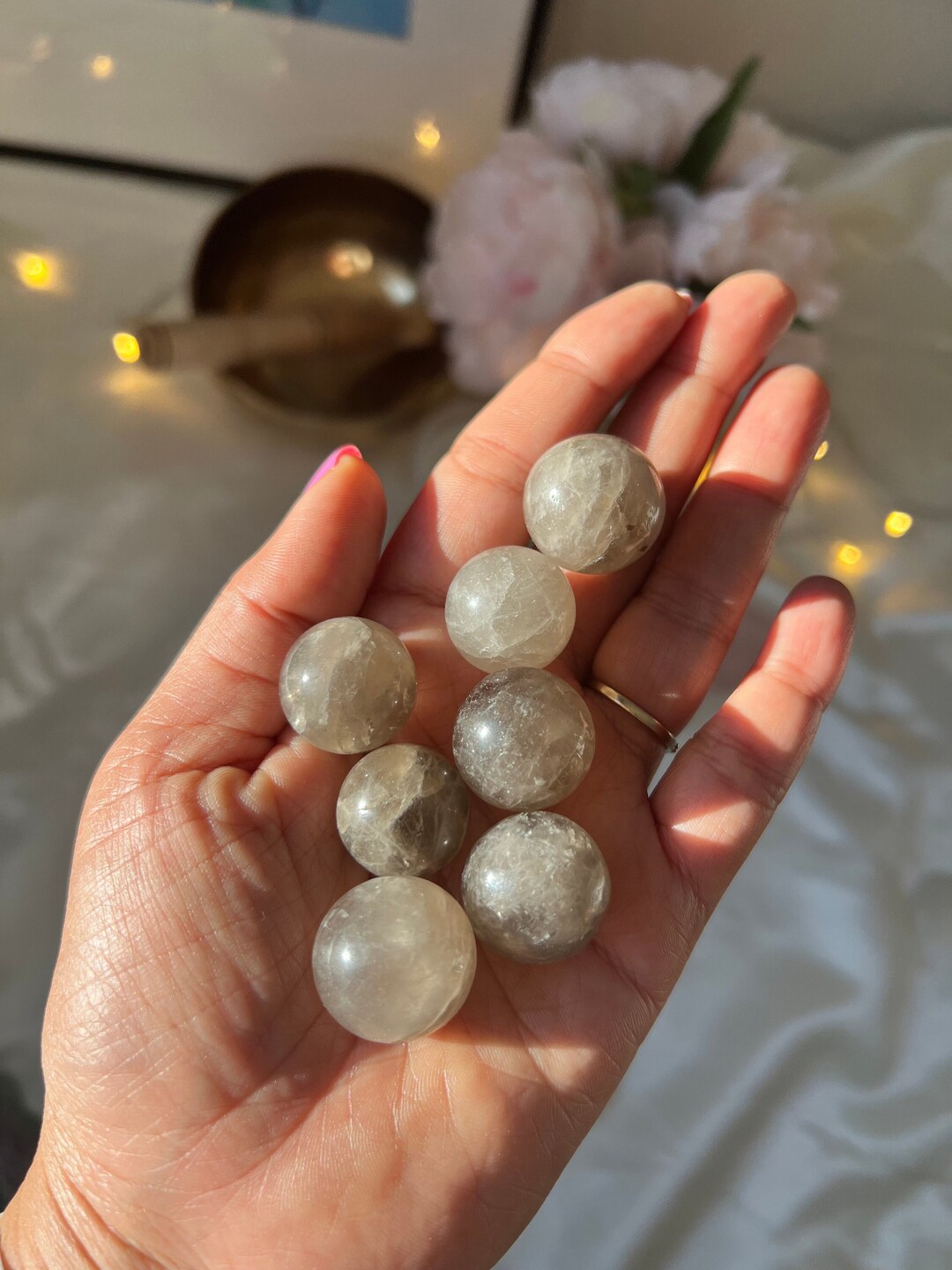 Mini Smokey Quartz Crystal Spheres in 20 Mm / Reiki Energy Blessed ...