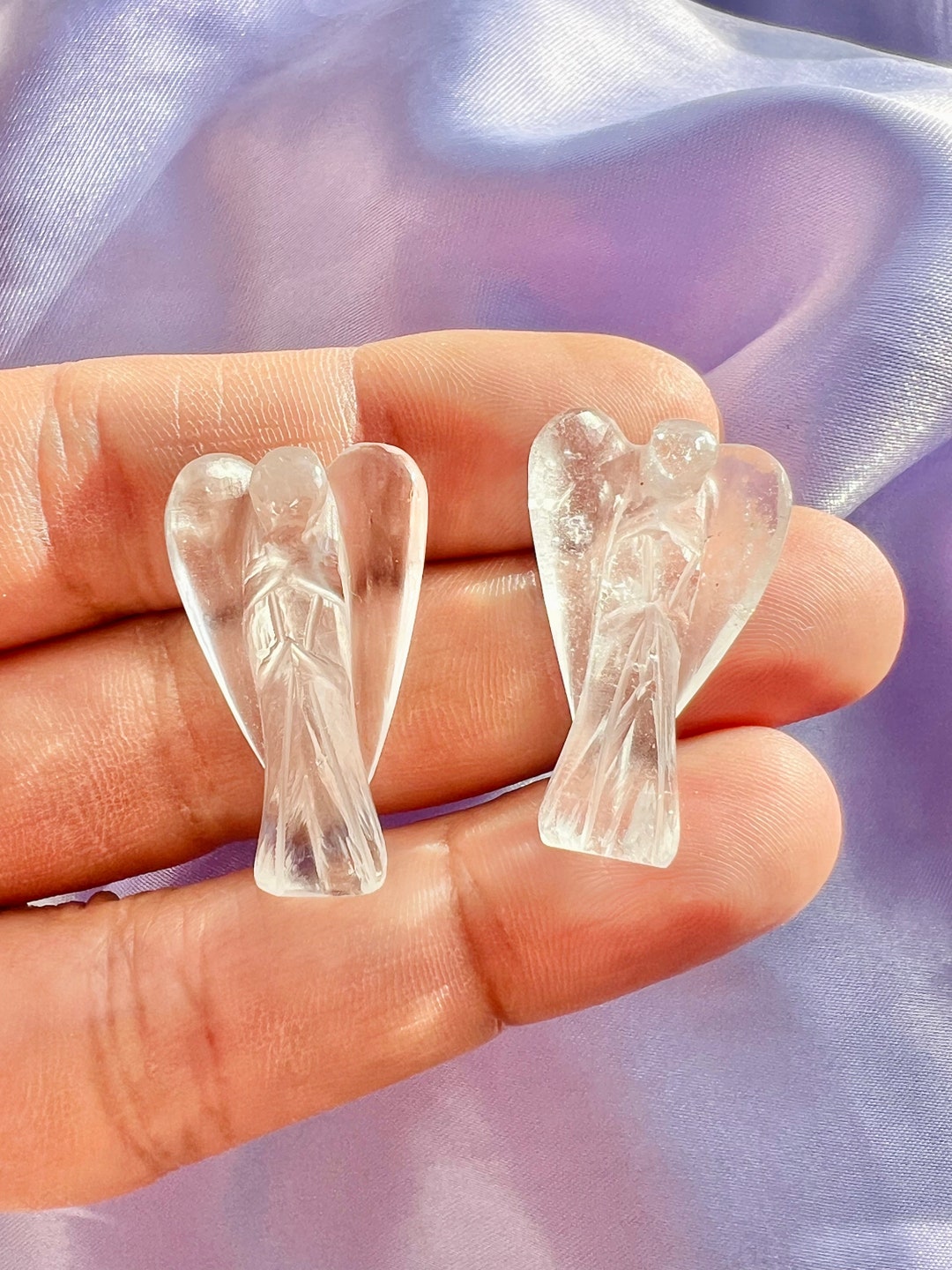 Hand-carved Clear Quartz Crystal Angel: 1 Inch Reiki Blessed Guardian ...