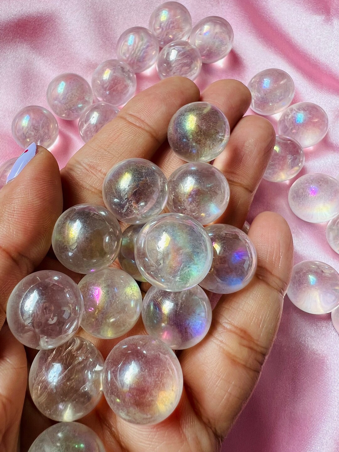 Premium Angel Aura Quartz Mini Spheres in 20mm / Small Crystal Spheres ...