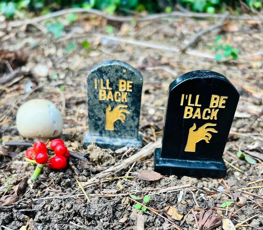 Handcarved Black Obsidian & Pyrite Headstone: 'i'll Be Back' Crystal ...