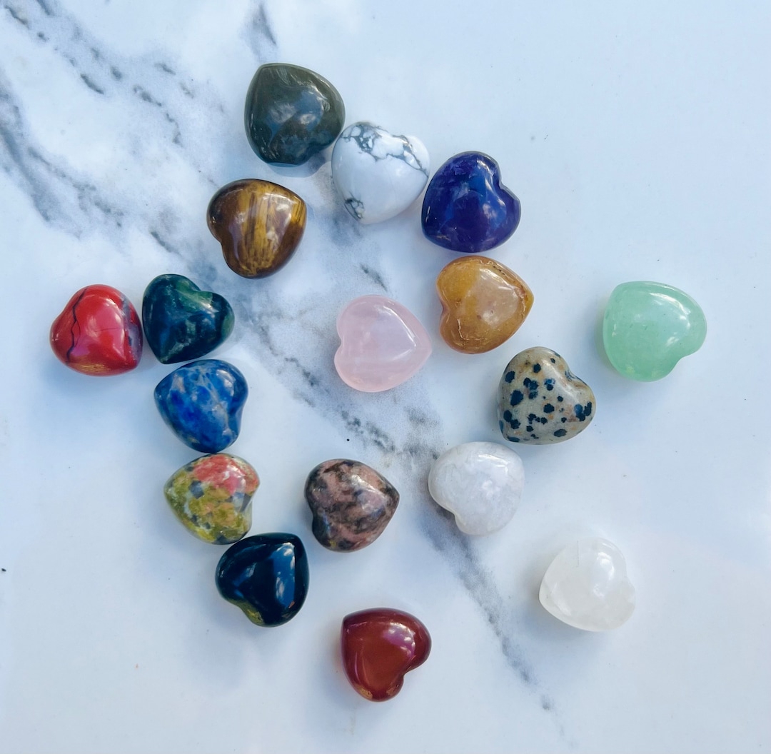 Mini Crystal Heart Carvings: Choose Your Own Pocket Gemstone Healing ...