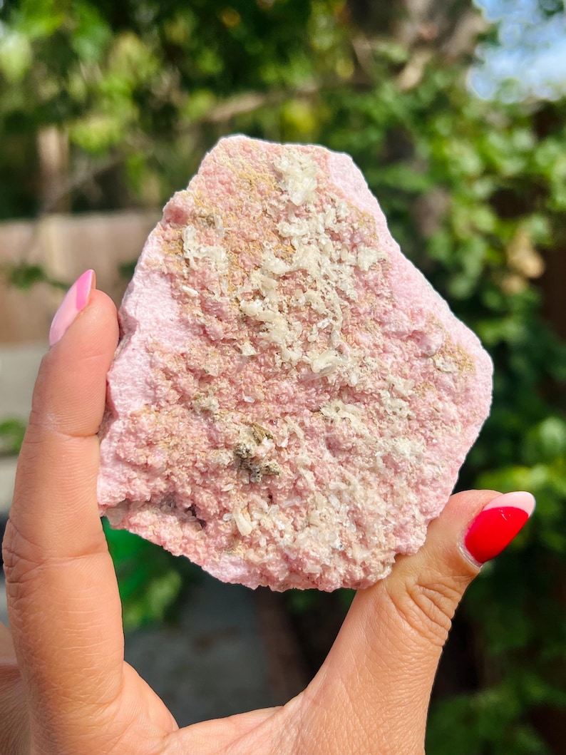 Rare Rhodochrosite Crystal Cluster: Bulgarian Quartz, Chalcopyrite ...