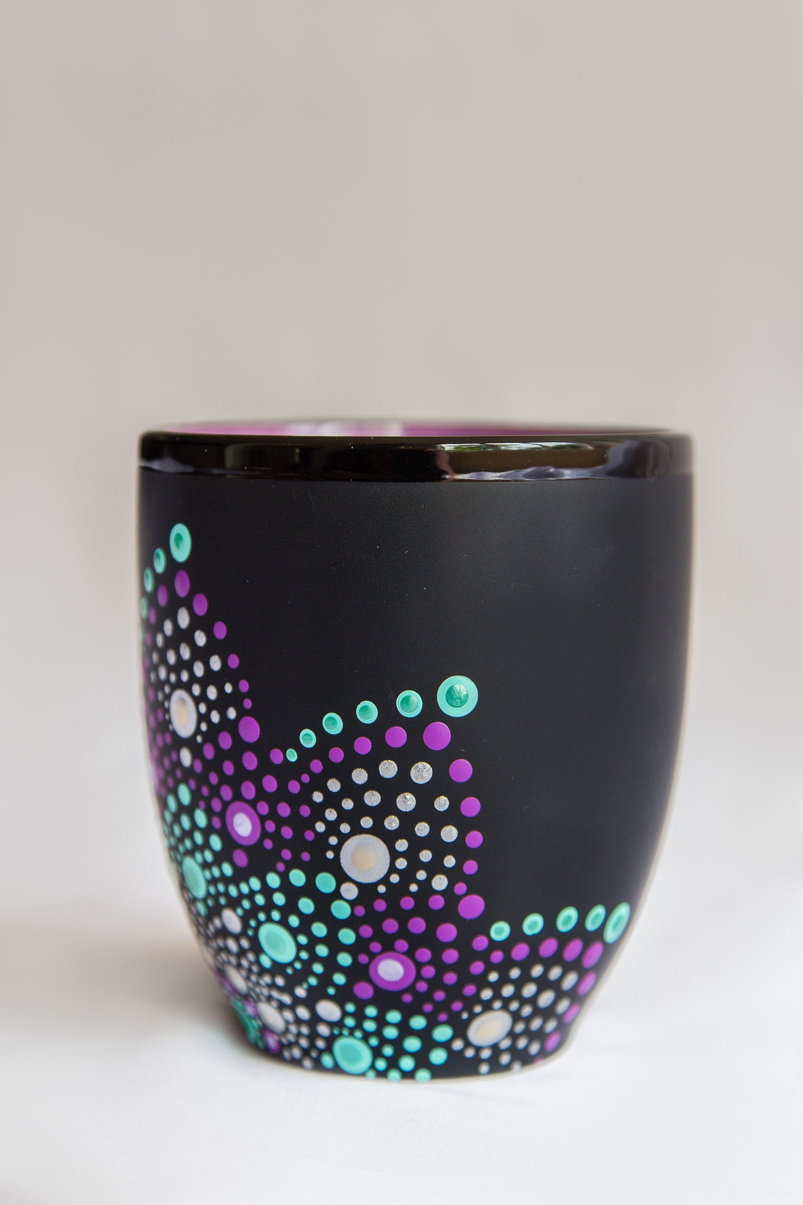 Dot Mandala Mug 16 Oz Dot Art Coffee Cup Purple and Black - Etsy