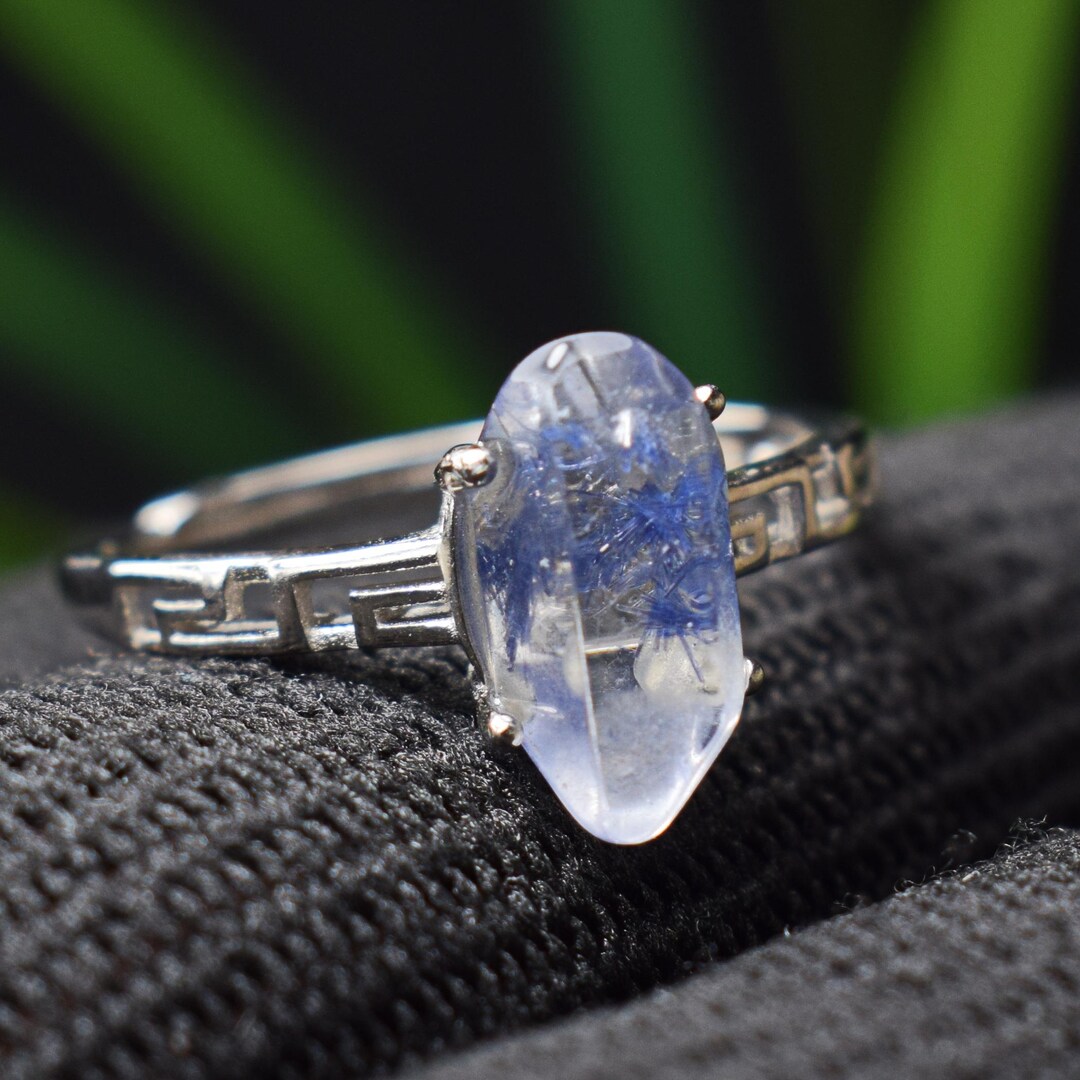 Small Cute Blue Dumortierite Silver Ring,dumortierite in Quartz, 925 ...