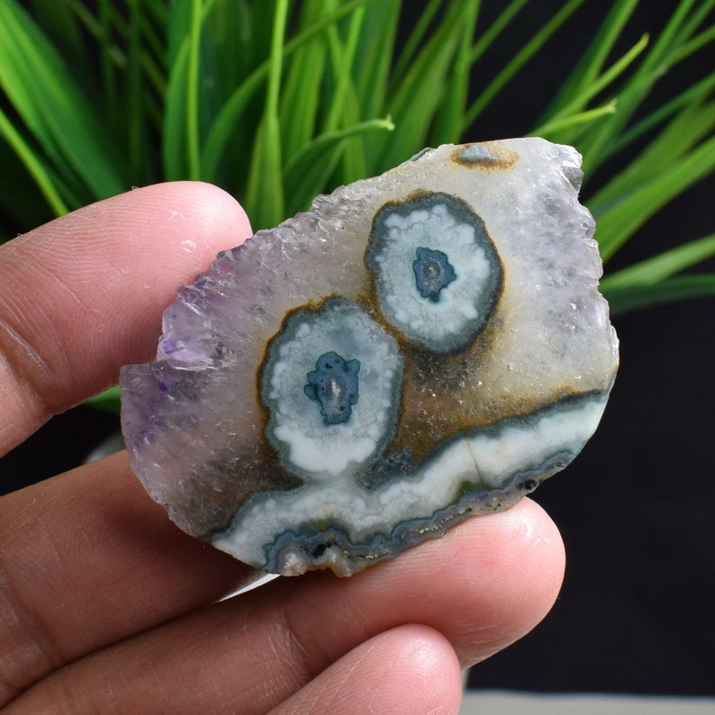 31g Natural Green Jade Jasper in Amethyst Quartz CRYSTAL Slice - Etsy