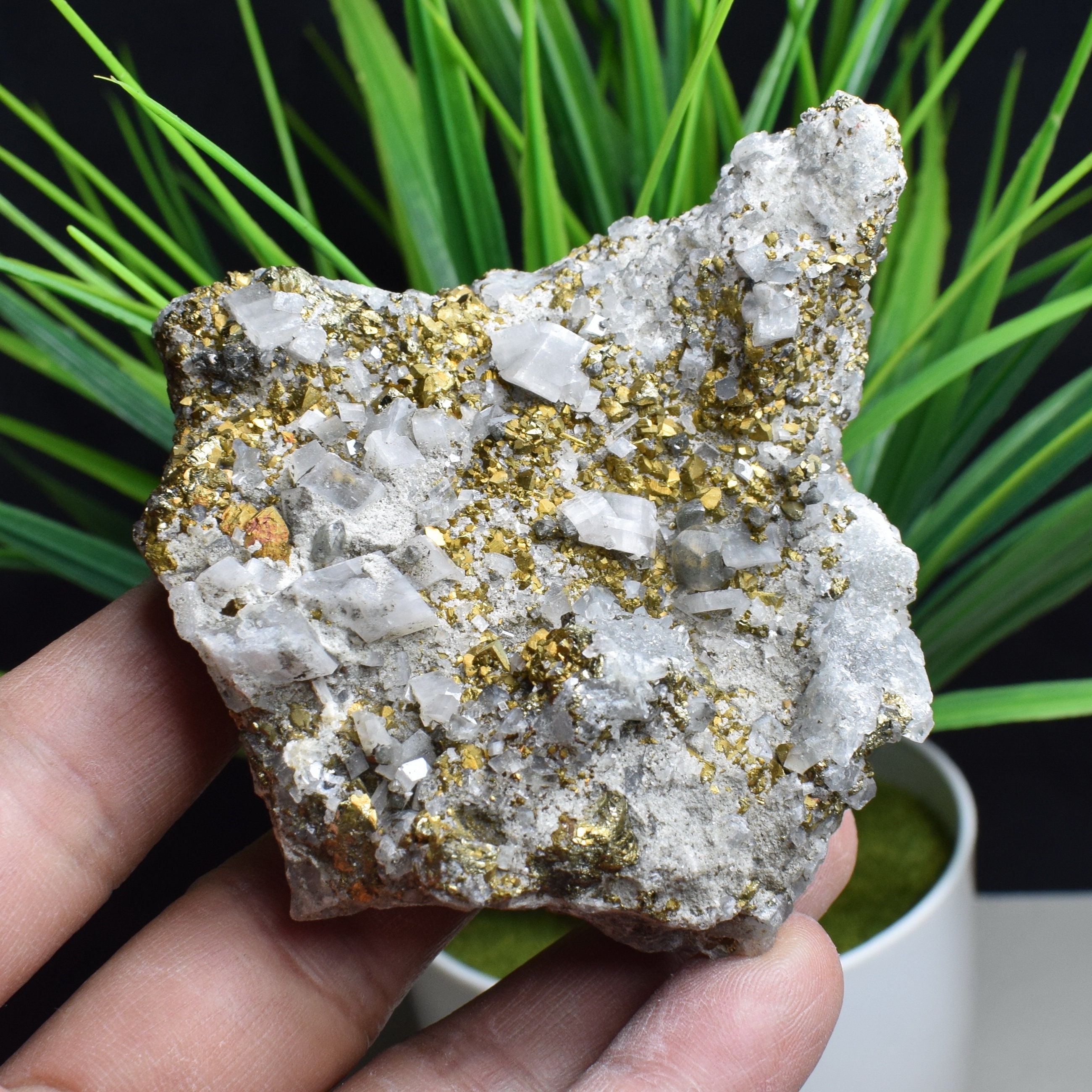 Raw Natural Golden Chalcopyrite Calcite Crystal ClusterCopper | Etsy