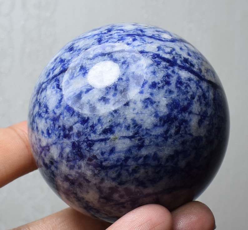 Polished Natural Blue Spots Crystal Ball, Stone Reiki Quart CRYSTAL ...