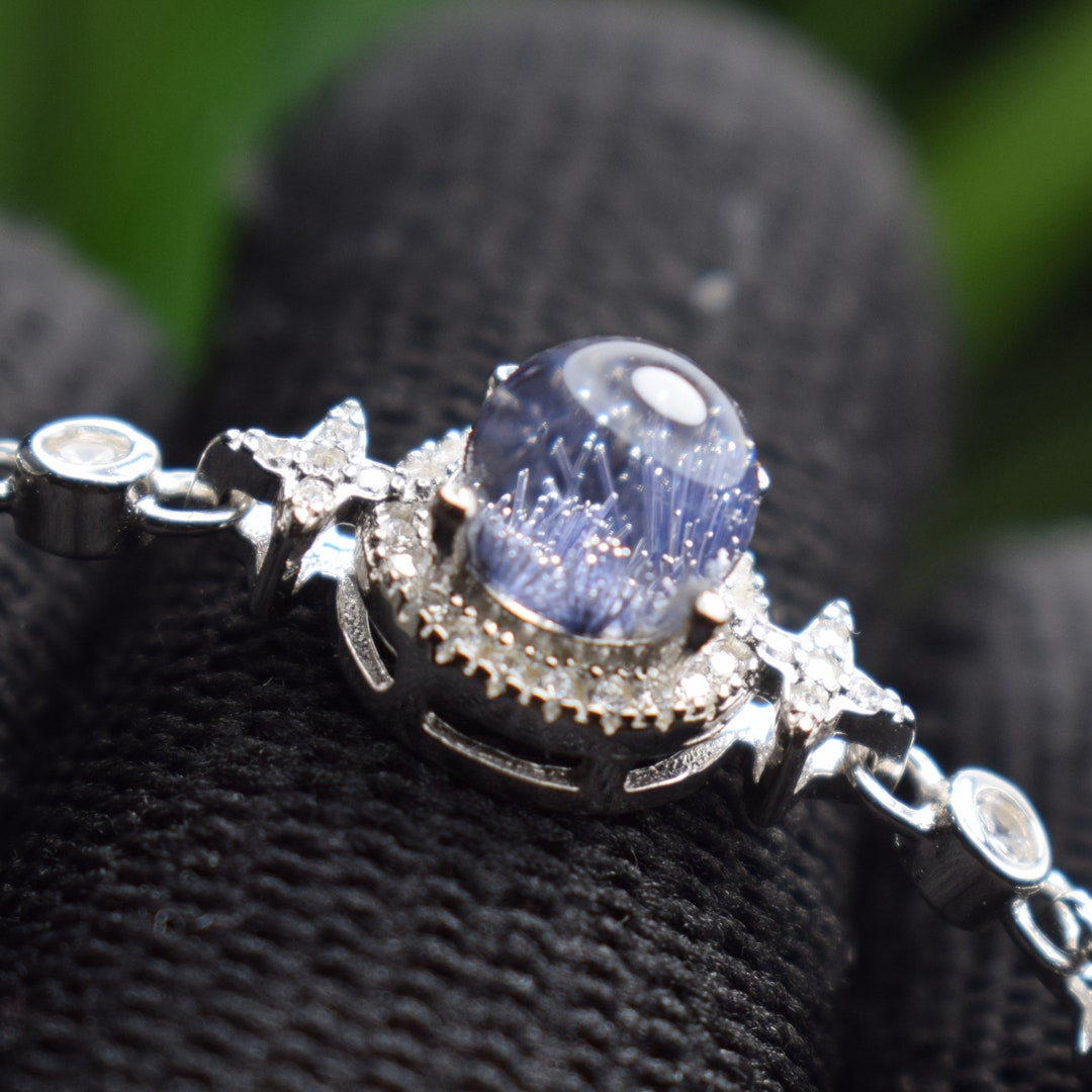 Blue Dumortierite Silver Bracelet,dumortierite in Quartz, 925 Sterling ...