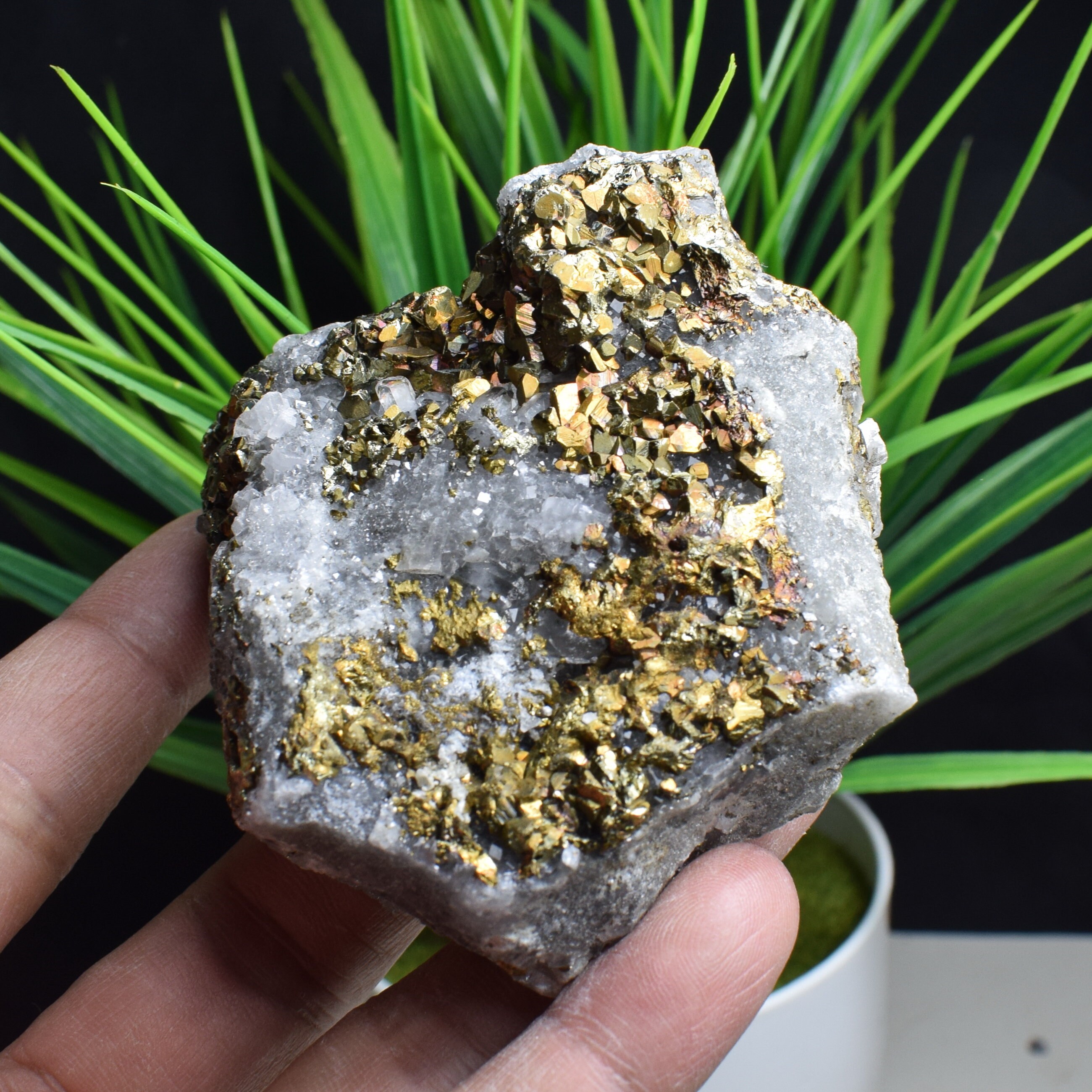 Raw Natural Golden Chalcopyrite Calcite Crystal ClusterCopper | Etsy