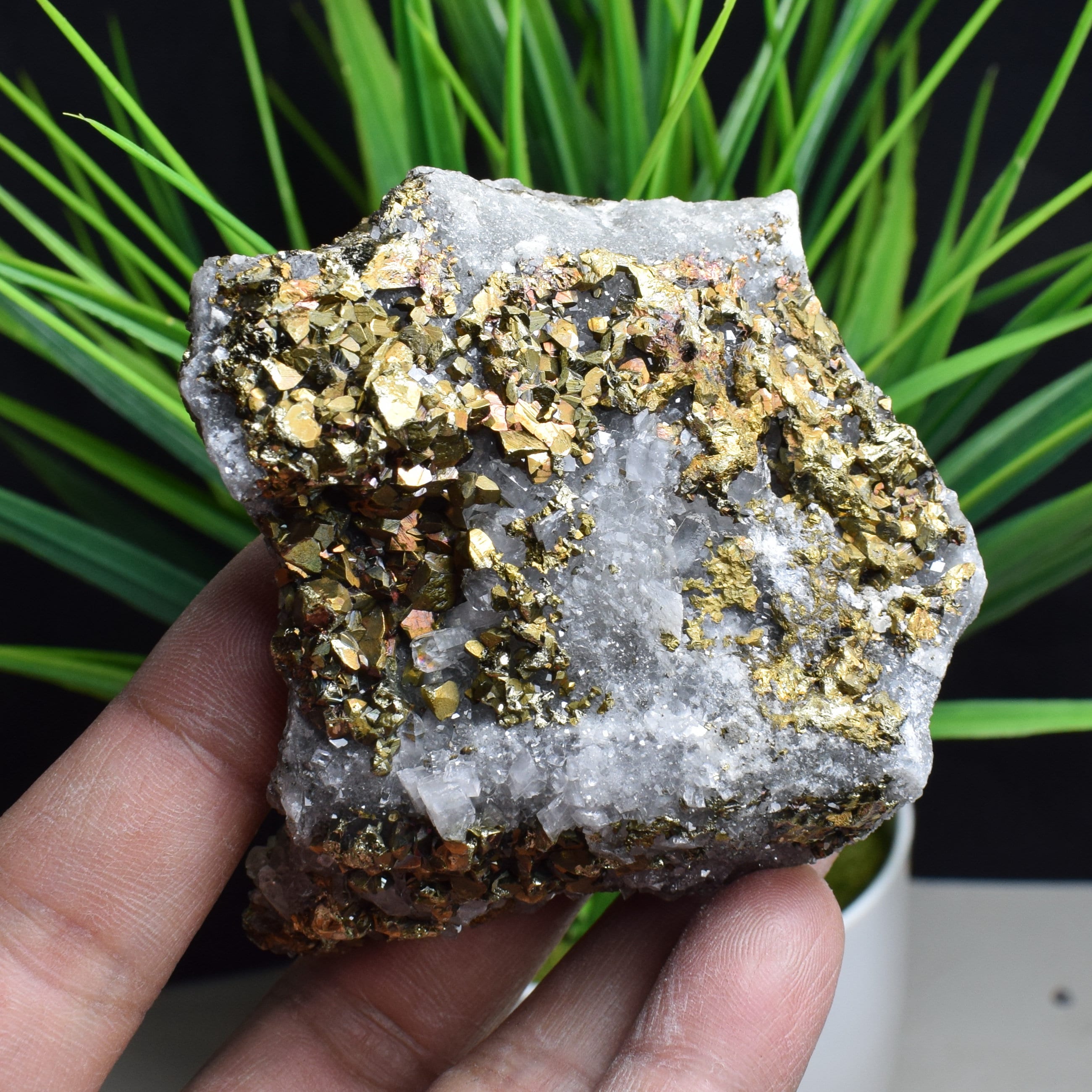 Raw Natural Golden Chalcopyrite Calcite Crystal ClusterCopper | Etsy