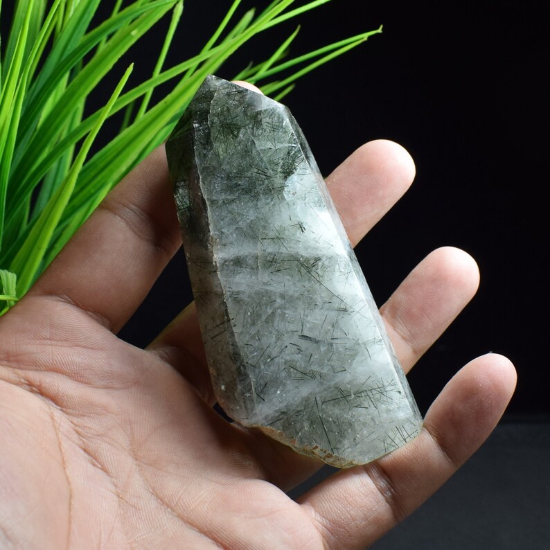 3.77 Polished Natural Green Rutilated Quartz Crystal | Etsy