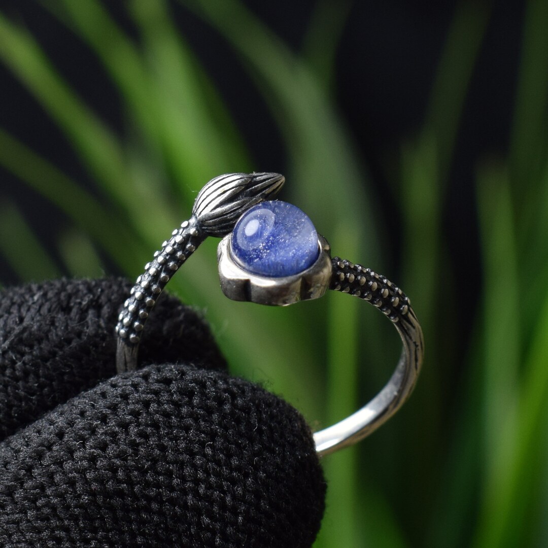 Tiny Cute Blue Dumortierite Silver Ring,dumortierite in Quartz, 925 ...