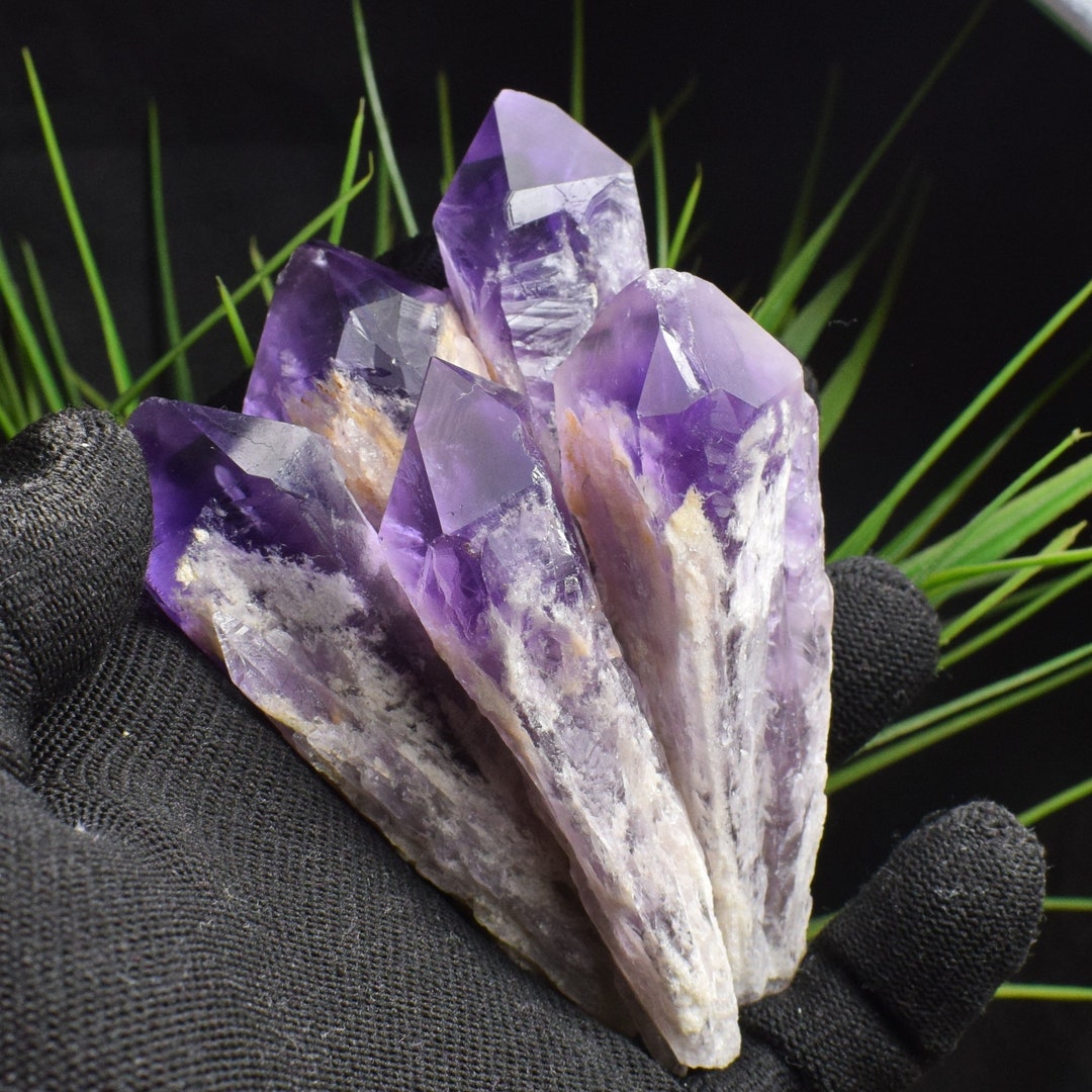 Natural Skeletal Amethyst Crystal Scepter: Brizil Wand Point, 213g 5pcs ...