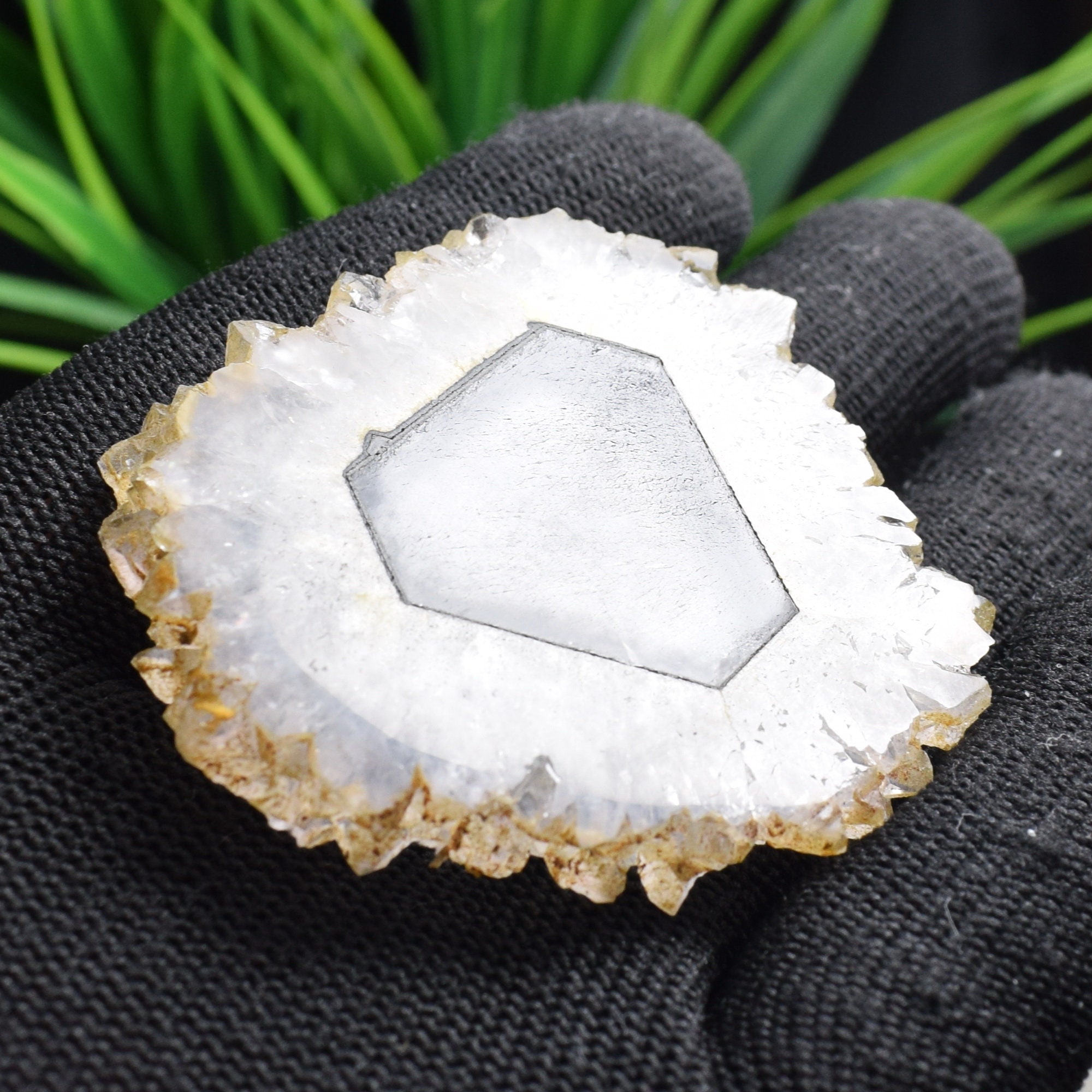 Natural Trapiche Quartz CRYSTAL Slice Cabochon Pendant | Etsy