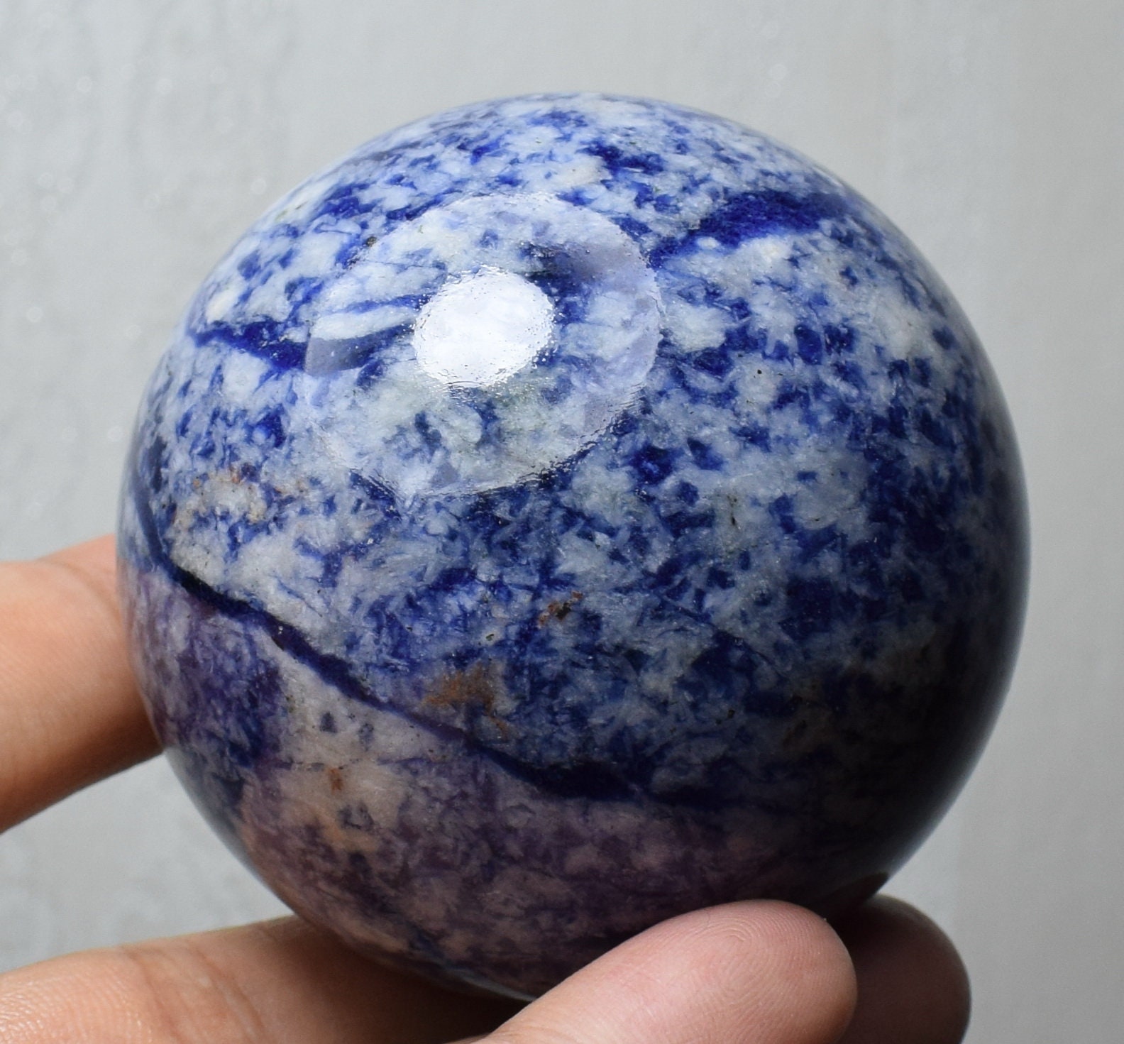 Polished Natural Blue Spots Crystal Ball, Stone Reiki Quart CRYSTAL ...