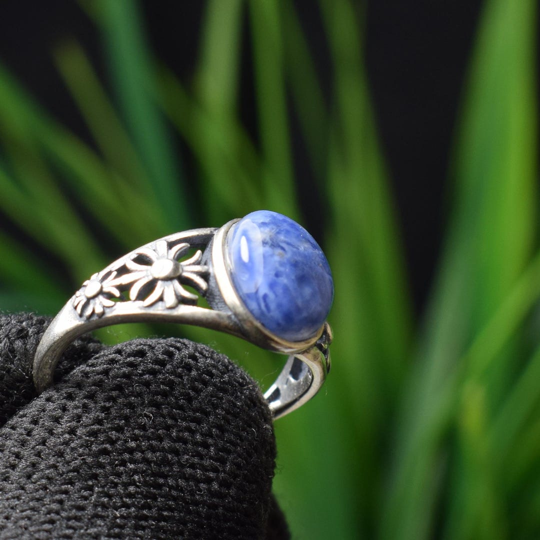 Rare Cute Blue Dumortierite Silver Ring,dumortierite in Quartz, 925 ...