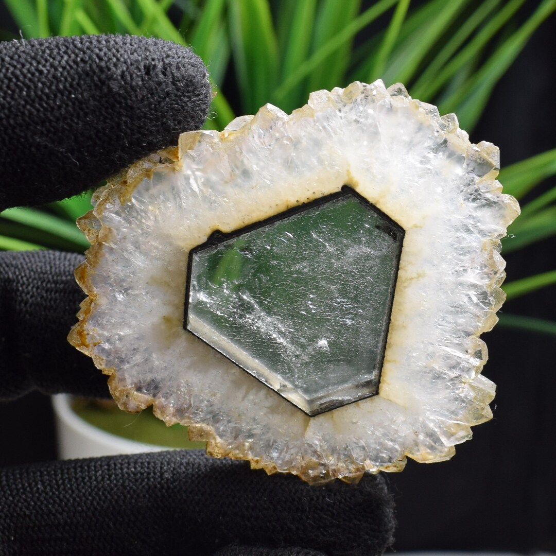Natural Trapiche Quartz CRYSTAL Slice Cabochon Pendant Gemstone ...
