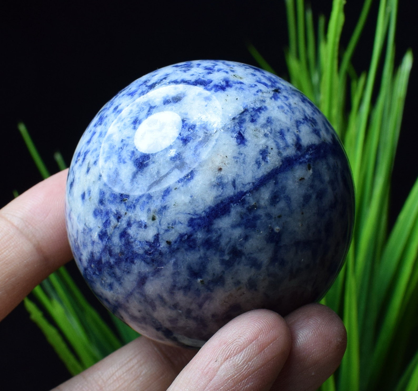 Polished Natural Blue Spots Crystal Ball, Stone Reiki Quart CRYSTAL ...