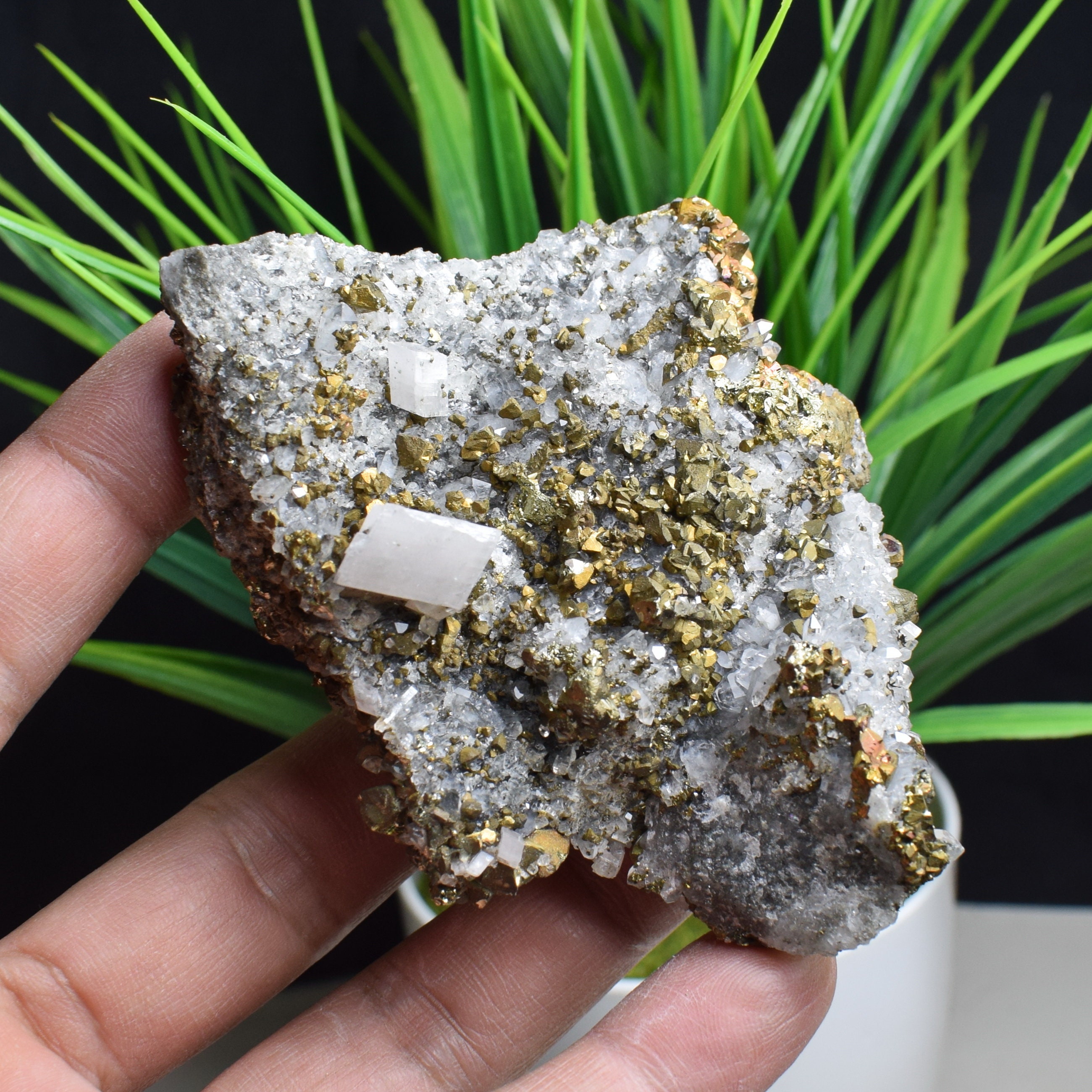 Raw Natural Golden Chalcopyrite Calcite Crystal ClusterCopper | Etsy