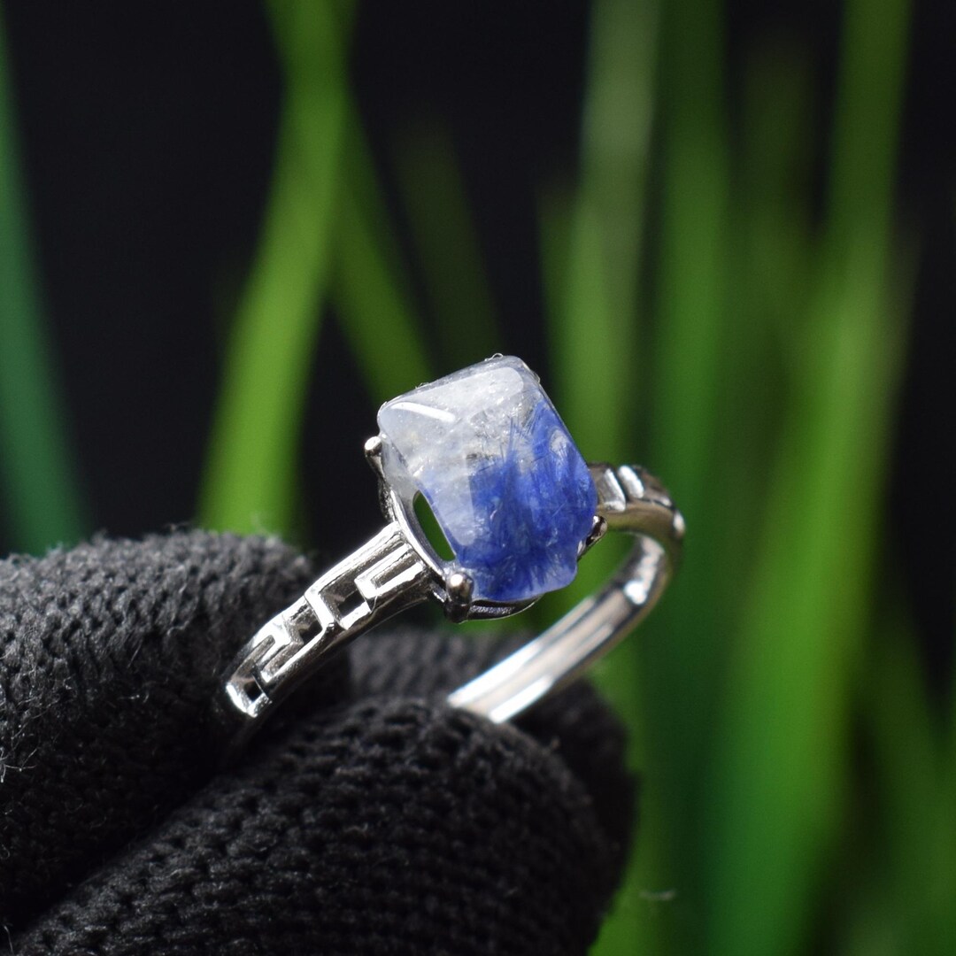 Tiny Cute Blue Dumortierite Silver Ring,dumortierite in Quartz, 925 ...
