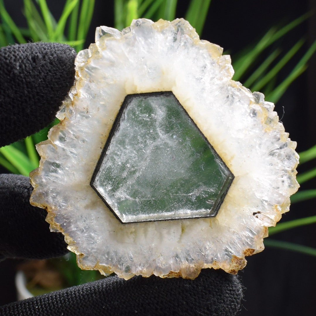 Natural Trapiche Quartz CRYSTAL Slice Cabochon Pendant Gemstone ...