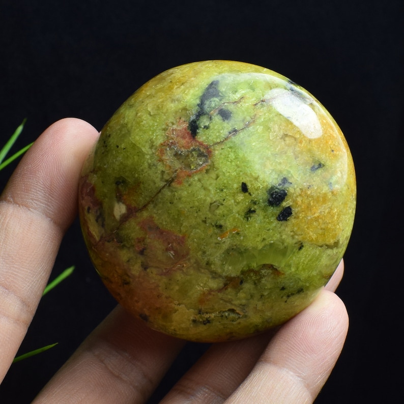 Green Yellow Opal Jasper Jade Palm Stone,geode Crystal,rock Collection ...