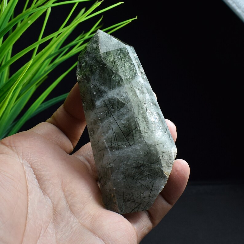 3.77 Polished Natural Green Rutilated Quartz Crystal | Etsy