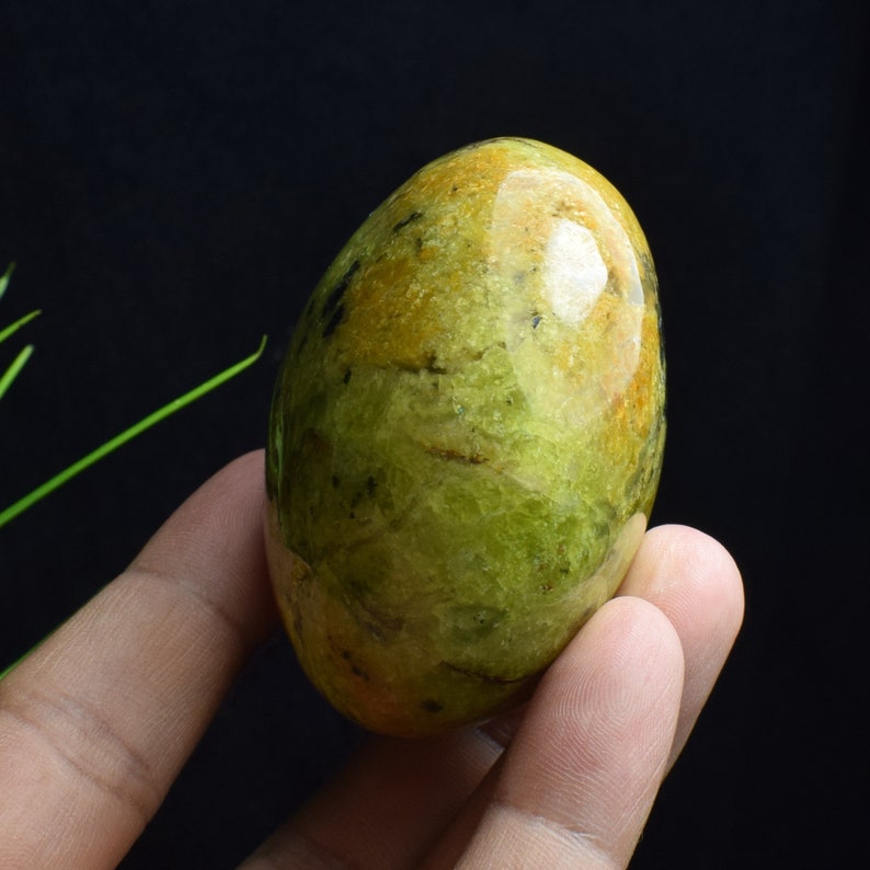 Green Yellow Opal Jasper Jade Palm StoneGeode CrystalRock | Etsy