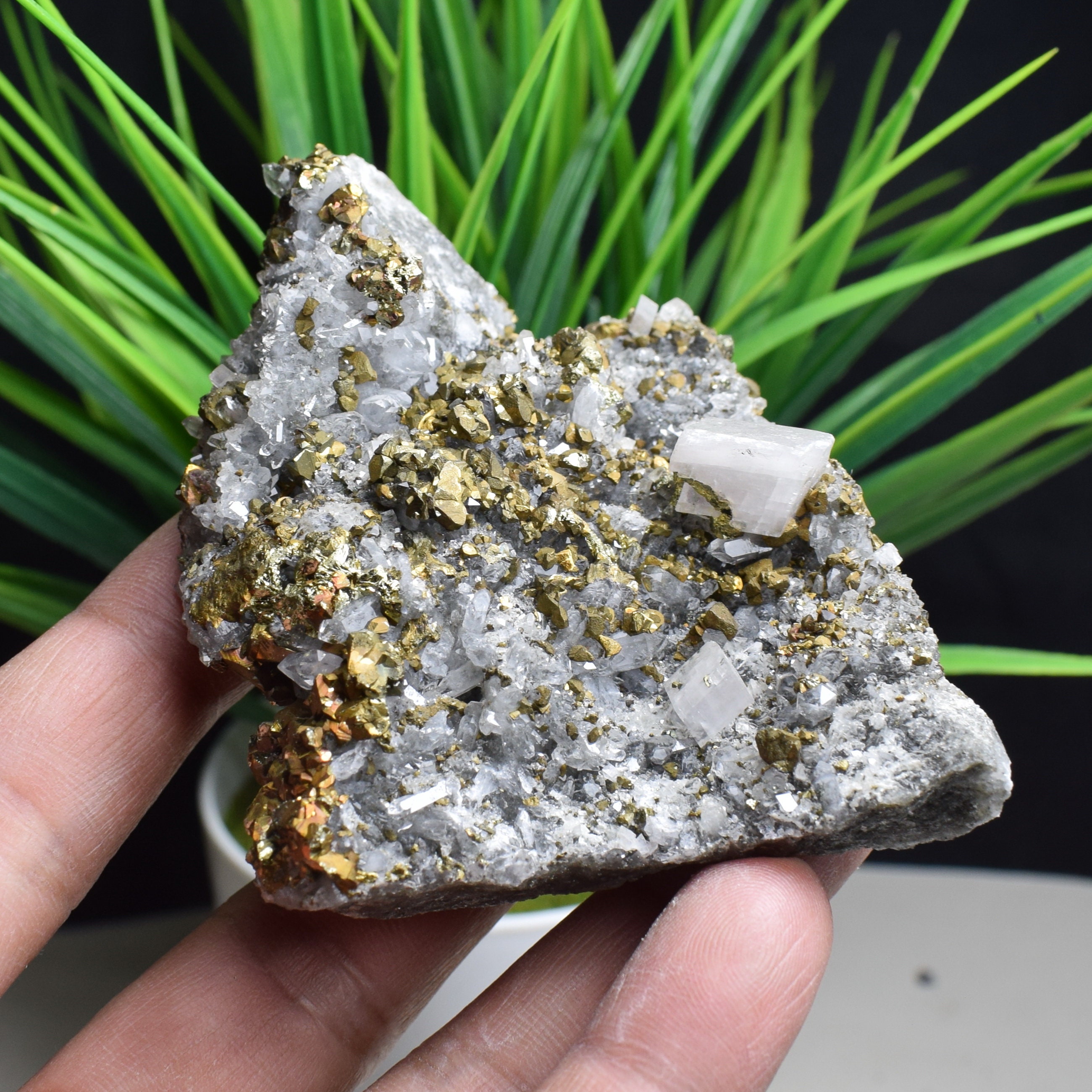 Raw Natural Golden Chalcopyrite Calcite Crystal ClusterCopper | Etsy